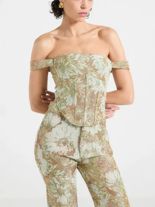 Manière De Voir Jacquard Corset Top - Sage