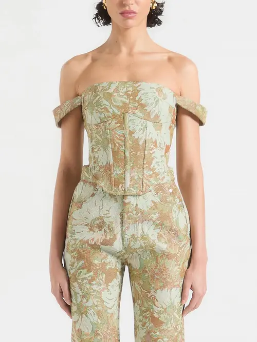 Manière De Voir Jacquard Corset Top - Sage