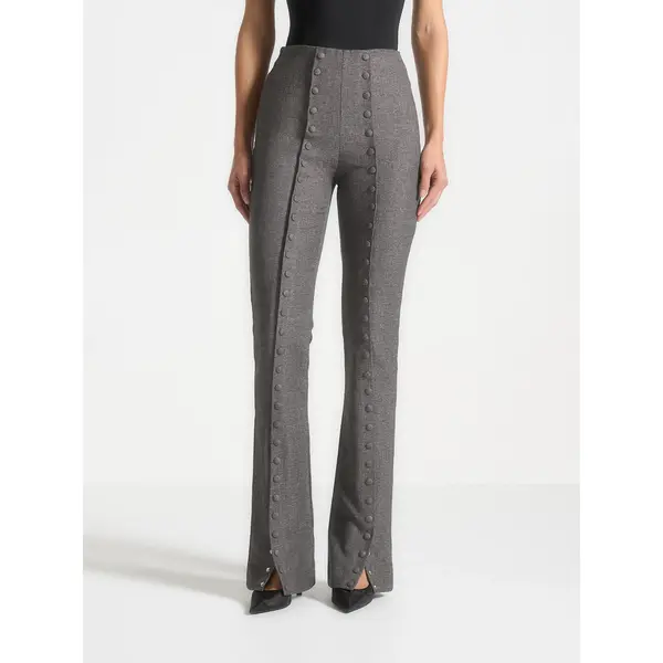 Manière De Voir Therese Tailored Button Detail Flared Trousers - Dark Grey