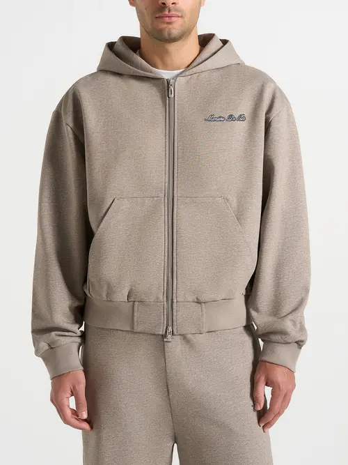 Manière De Voir Relaxed Fit Zip Hoodie - Taupe