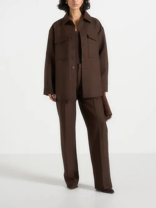 Manière De Voir Oversized Tailored Shirt - Brown