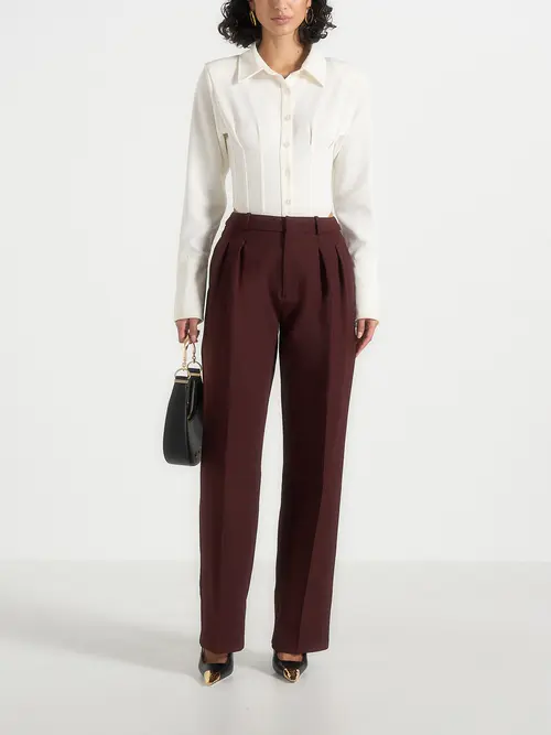 Manière De Voir Manier De Voir Julie Pleat Front Trousers - Wine Red