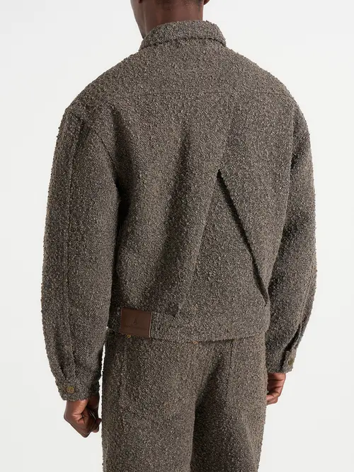 Manière De Voir Maniere De Voir Textured Boucle Cropped Jacket With Back Detail - Brown