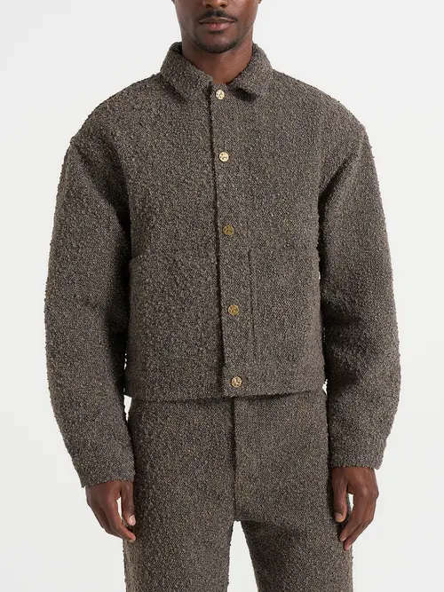 Manière De Voir Maniere De Voir Textured Boucle Cropped Jacket With Back Detail - Brown