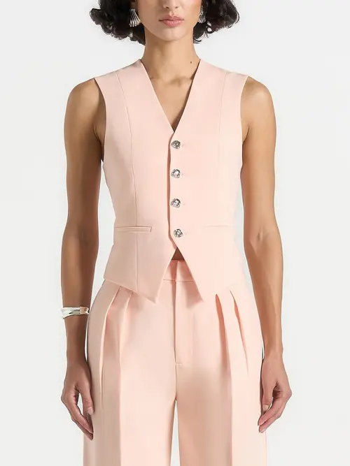 Manière De Voir Christine Structured Cinch Waistcoat - Peach