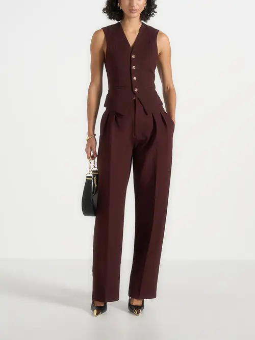 Manière De Voir Christine Structured Cinch Waistcoat - Wine Red
