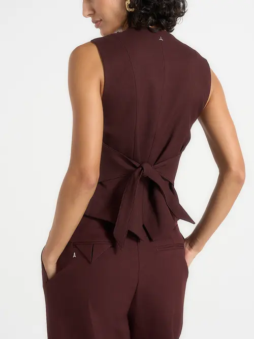 Manière De Voir Christine Structured Cinch Waistcoat - Wine Red