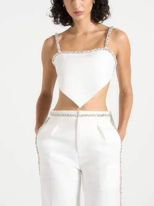 Manière De Voir Embellished Handkerchief Top - White