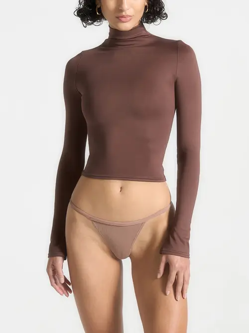 Manière De Voir Alea Fitted Mock Neck Long Sleeve Top