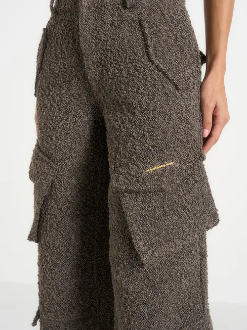 Manière De Voir Textured Boucle Wide Leg Cargo Trousers
