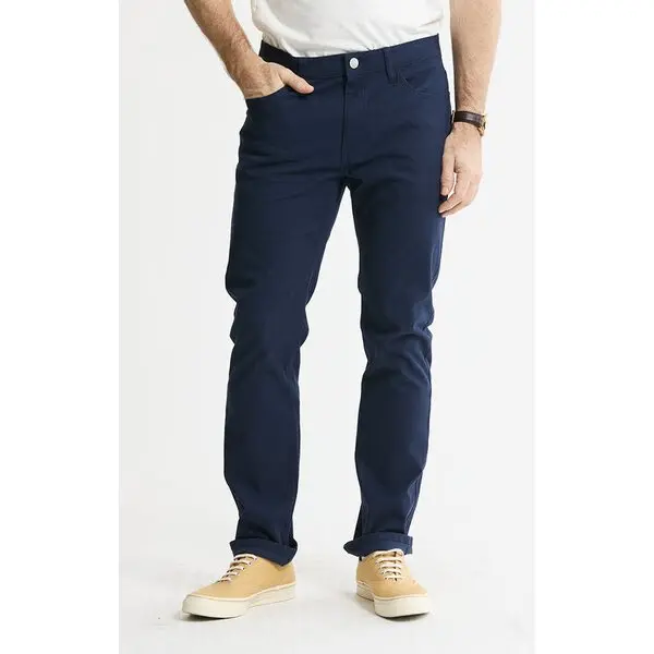 JACHS Cotton Silk Blend Stretch 5-pocket Pants - Navy