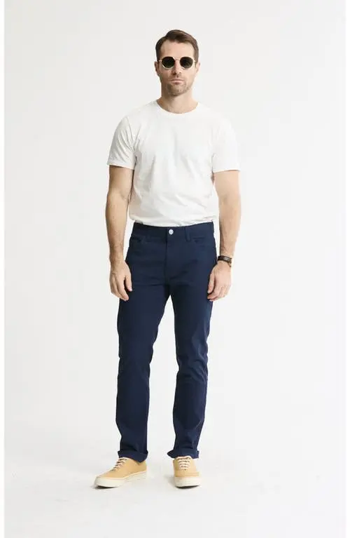 JACHS Cotton Silk Blend Stretch 5-pocket Pants - Navy