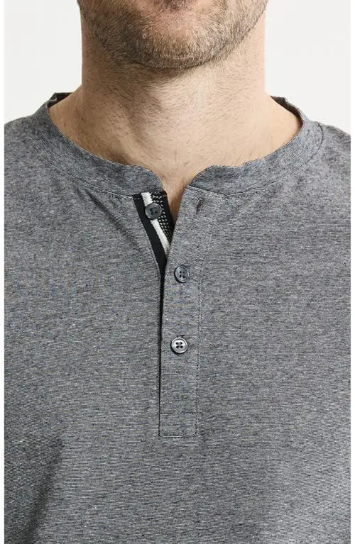 JACHS Luxe Knit Short Sleeve Henley Shirt - Black