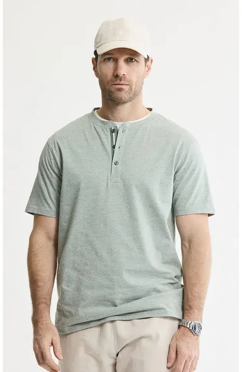 JACHS Luxe Knit Short Sleeve Henley Shirt - Green