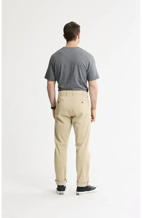 JACHS Cotton Silk Blend Stretch Chino Pants - Khaki