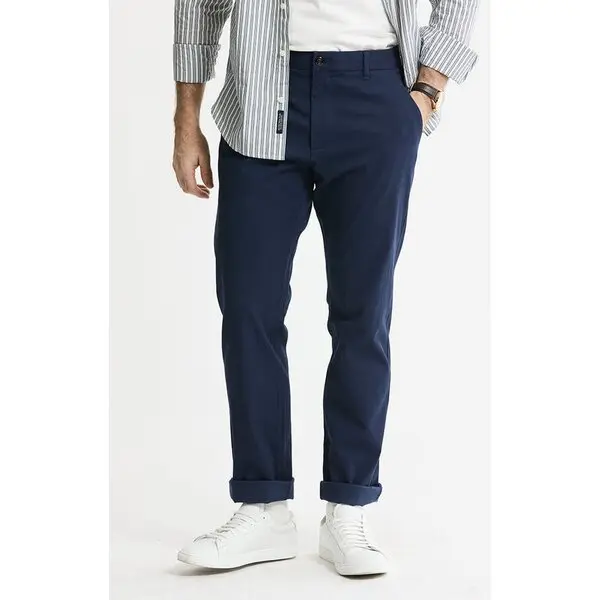 JACHS Cotton Silk Blend Stretch Chino Pants - Navy