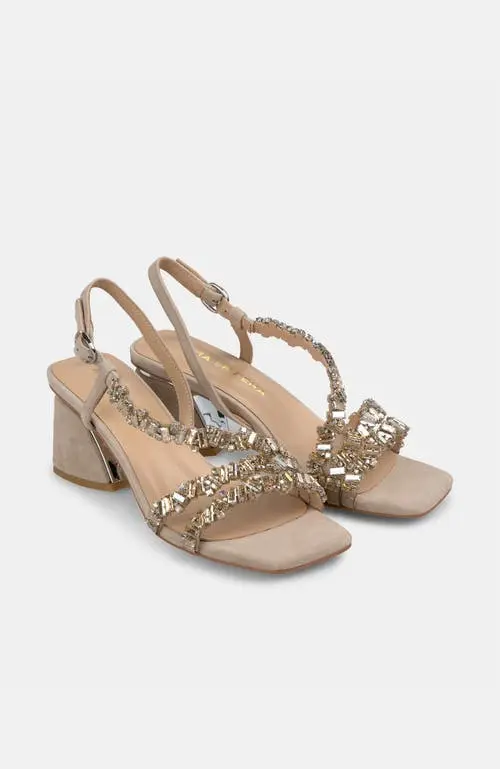 ALMA EN PENA Jewel Embellished Strappy Block Heel Sandals
