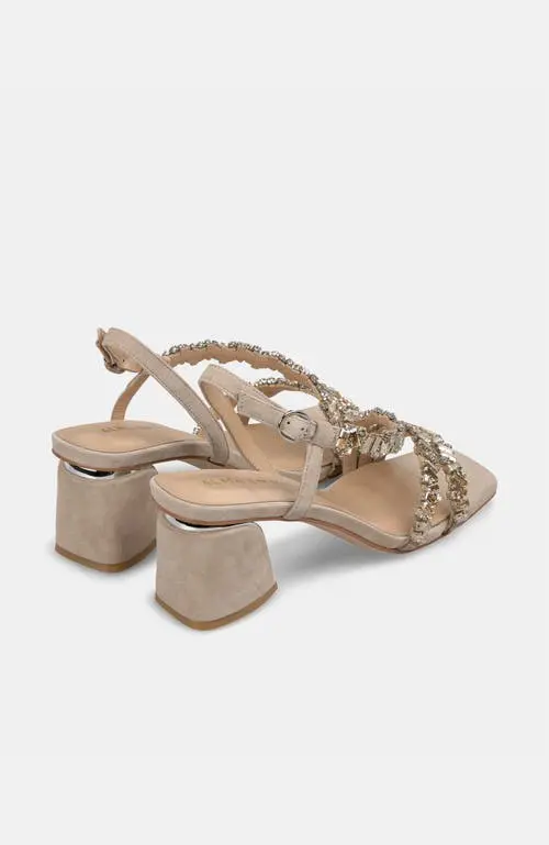 ALMA EN PENA Jewel Embellished Strappy Block Heel Sandals