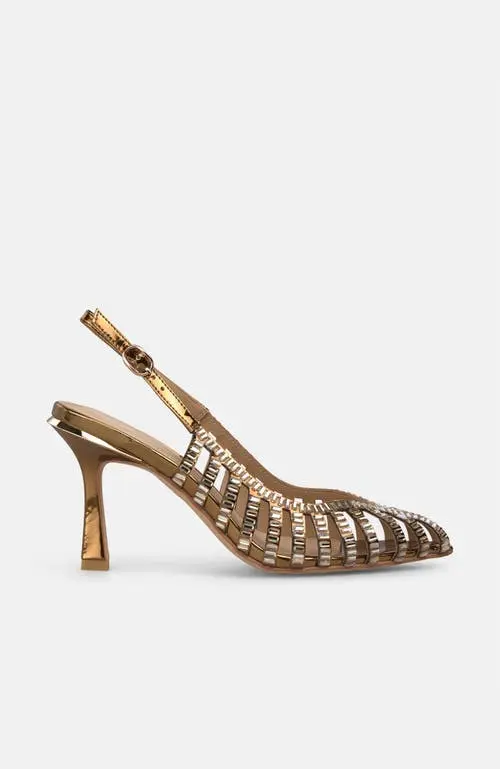 ALMA EN PENA Metallic Grilled Pumps - Bronze