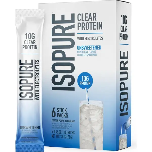 ISOPURE Clear Protein With Electrolytes, Unsweetened Stick Pack - None