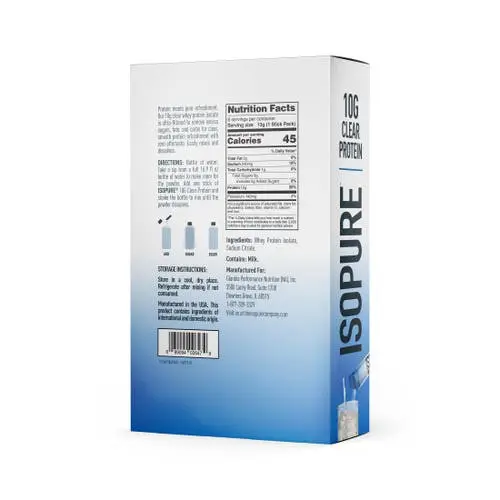 ISOPURE Clear Protein With Electrolytes, Unsweetened Stick Pack