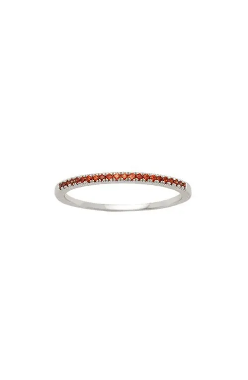 MADE BY MARY Birthstone Stacking Ring With Emerald Cubic Zirconia - Silver January
