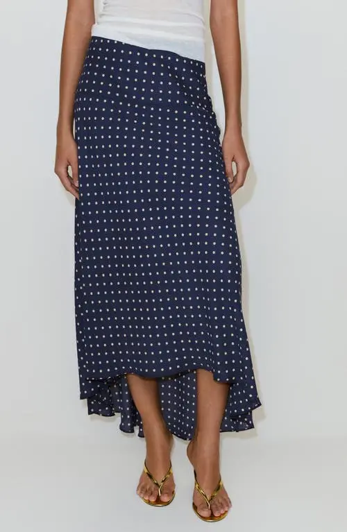 Mango Polka Dot High-low Skirt - Navy