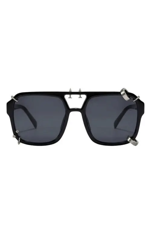 FIFTH & NINTH Darcy Aviator Sunglasses With Stud Embellishments - Black/black