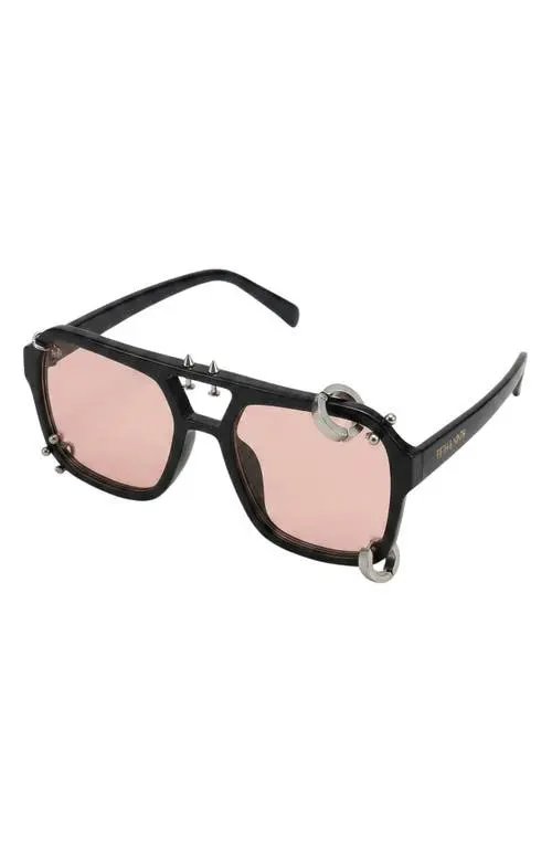 FIFTH & NINTH Darcy Aviator Sunglasses With Stud Embellishments - Black/rose