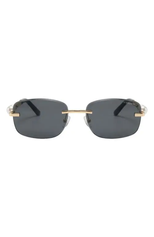 FIFTH & NINTH Perla Rectangular Rimless Sunglasses - Black/black