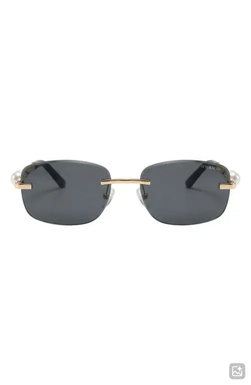 FIFTH & NINTH Perla Rectangular Rimless Sunglasses - Black/black