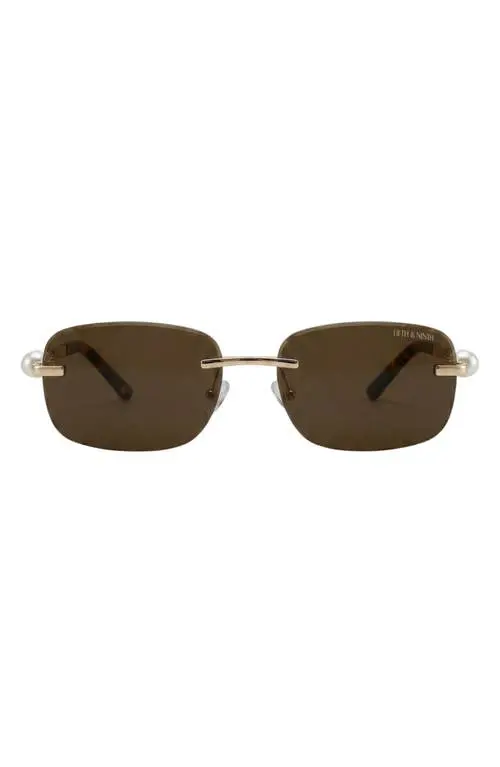 FIFTH & NINTH Perla Rectangular Rimless Sunglasses - Torte/brown