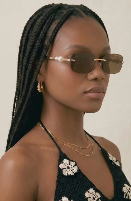 FIFTH & NINTH Perla Rectangular Rimless Sunglasses - Torte/brown