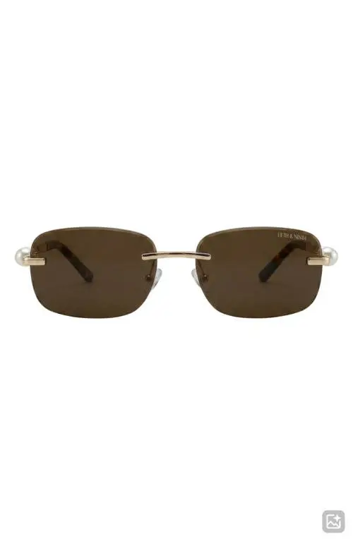 FIFTH & NINTH Perla Rectangular Rimless Sunglasses - Torte/brown
