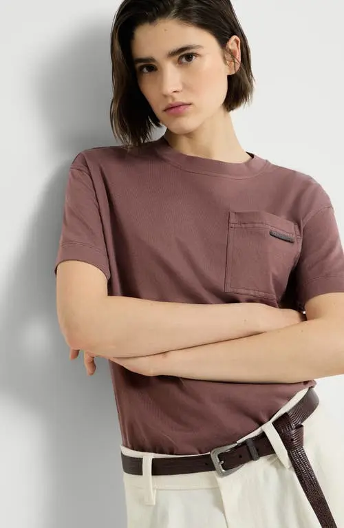 Brunello Cucinelli Cotton Jersey T-shirt With Shiny Tab