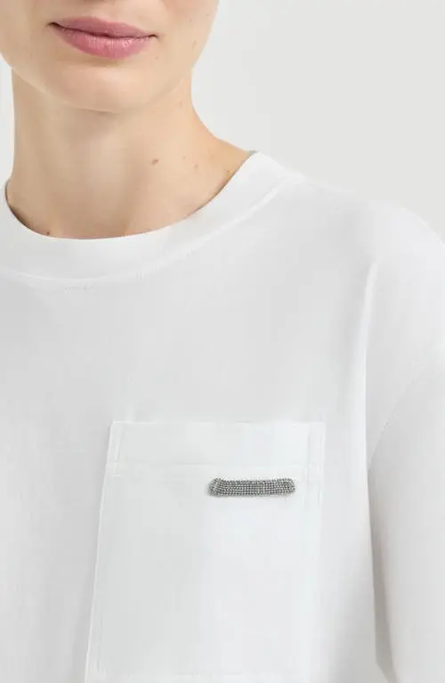 Brunello Cucinelli Cotton Jersey T-shirt With Shiny Tab - White
