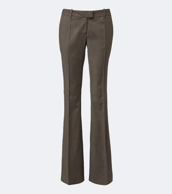Attico Low-rise Flared Wool-blend Pants