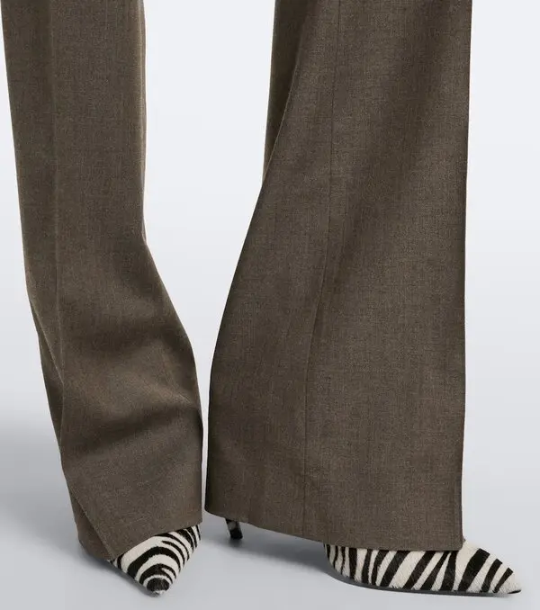 Attico Low-rise Flared Wool-blend Pants