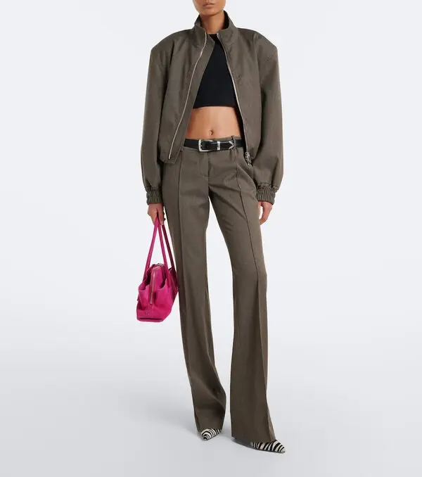 Attico Low-rise Flared Wool-blend Pants