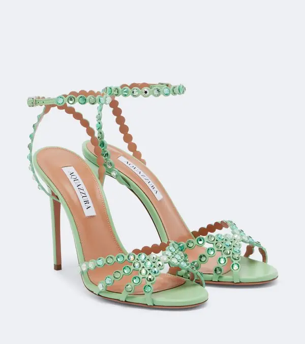 AQUAZZURA Tequila Embellished Leather Sandals