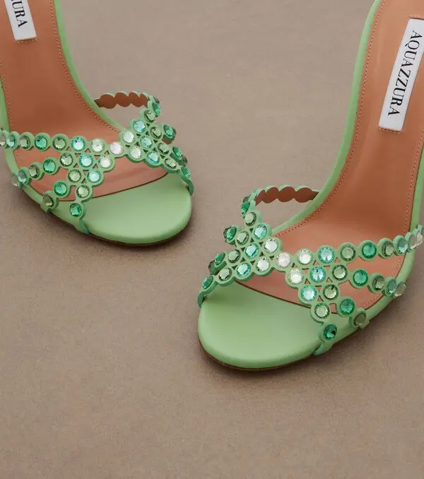 AQUAZZURA Tequila Embellished Leather Sandals