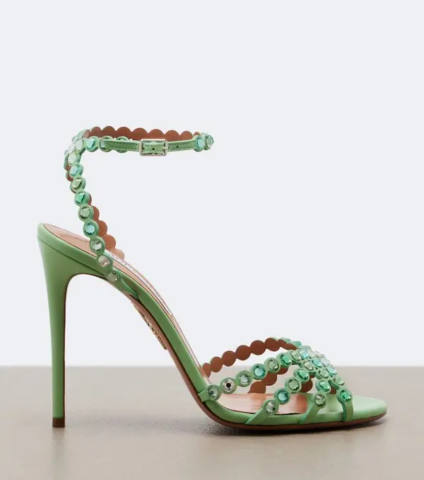 AQUAZZURA Tequila Embellished Leather Sandals