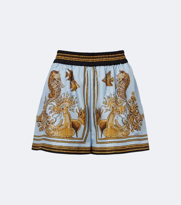 La DoubleJ Pull-on Printed Silk Twill Shorts