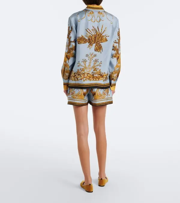 La DoubleJ Pull-on Printed Silk Twill Shorts