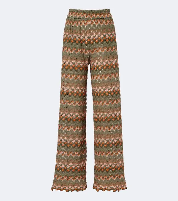 La DoubleJ Embroidered Cotton-blend Palazzo Pants