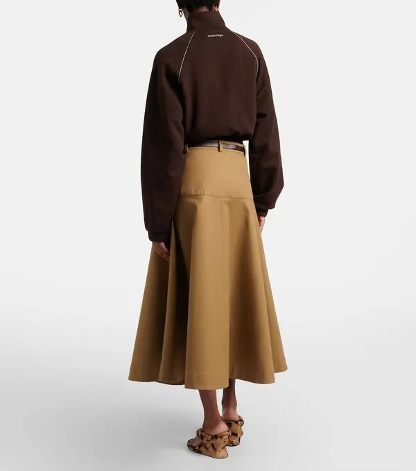 Balenciaga Cotton Twill Midi Skirt