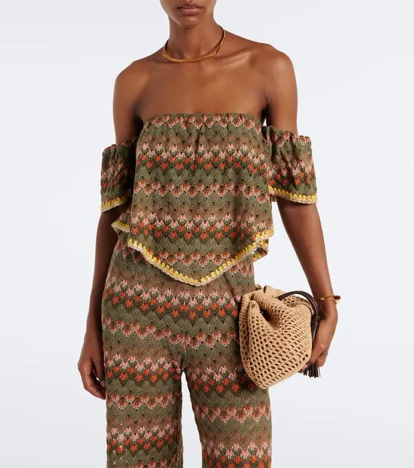 La DoubleJ Sand Dollar Embroidered Cotton-blend Top
