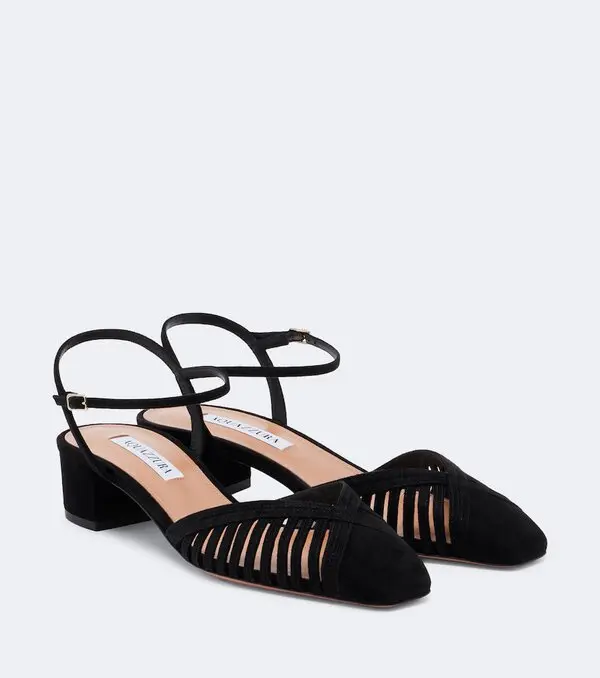AQUAZZURA Yara Suede Pumps With Buckle-fastening Ankle Strap