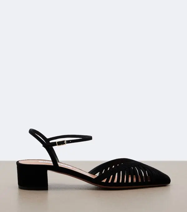 AQUAZZURA Yara Suede Pumps With Buckle-fastening Ankle Strap