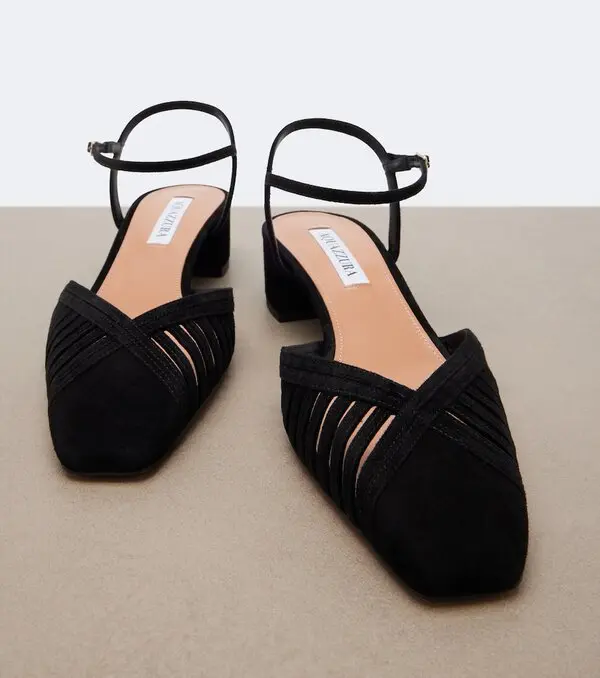 AQUAZZURA Yara Suede Pumps With Buckle-fastening Ankle Strap